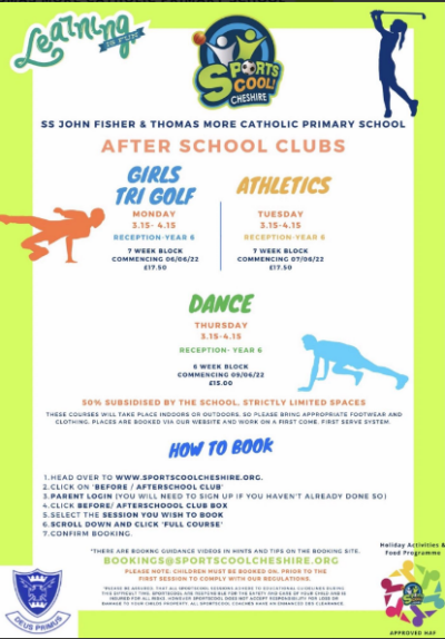 After school clubs girls only poster - Ss John Fisher & Thomas More